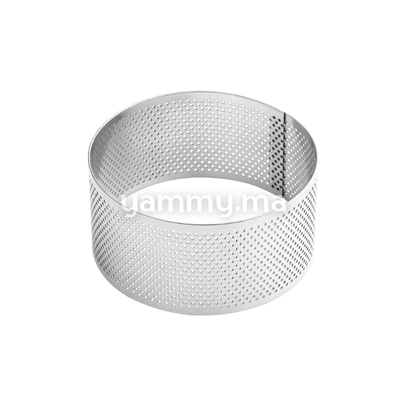 Cercle à Tartelette Perforé Inox 8cm x h 3.5cm