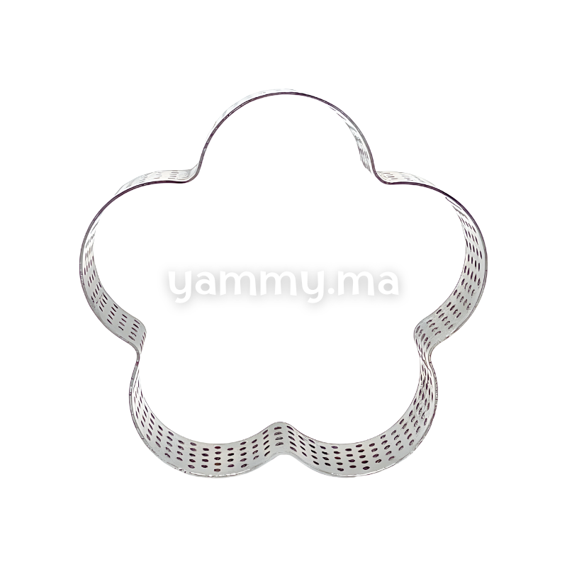 Cercle à Tartelette Fleur Perforé Inox 10cm x h 2cm