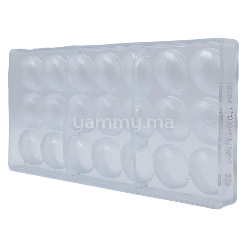 Moule Chocolat en Polycarbonate Ovale Facette "CW12064" - Chocolate Wo